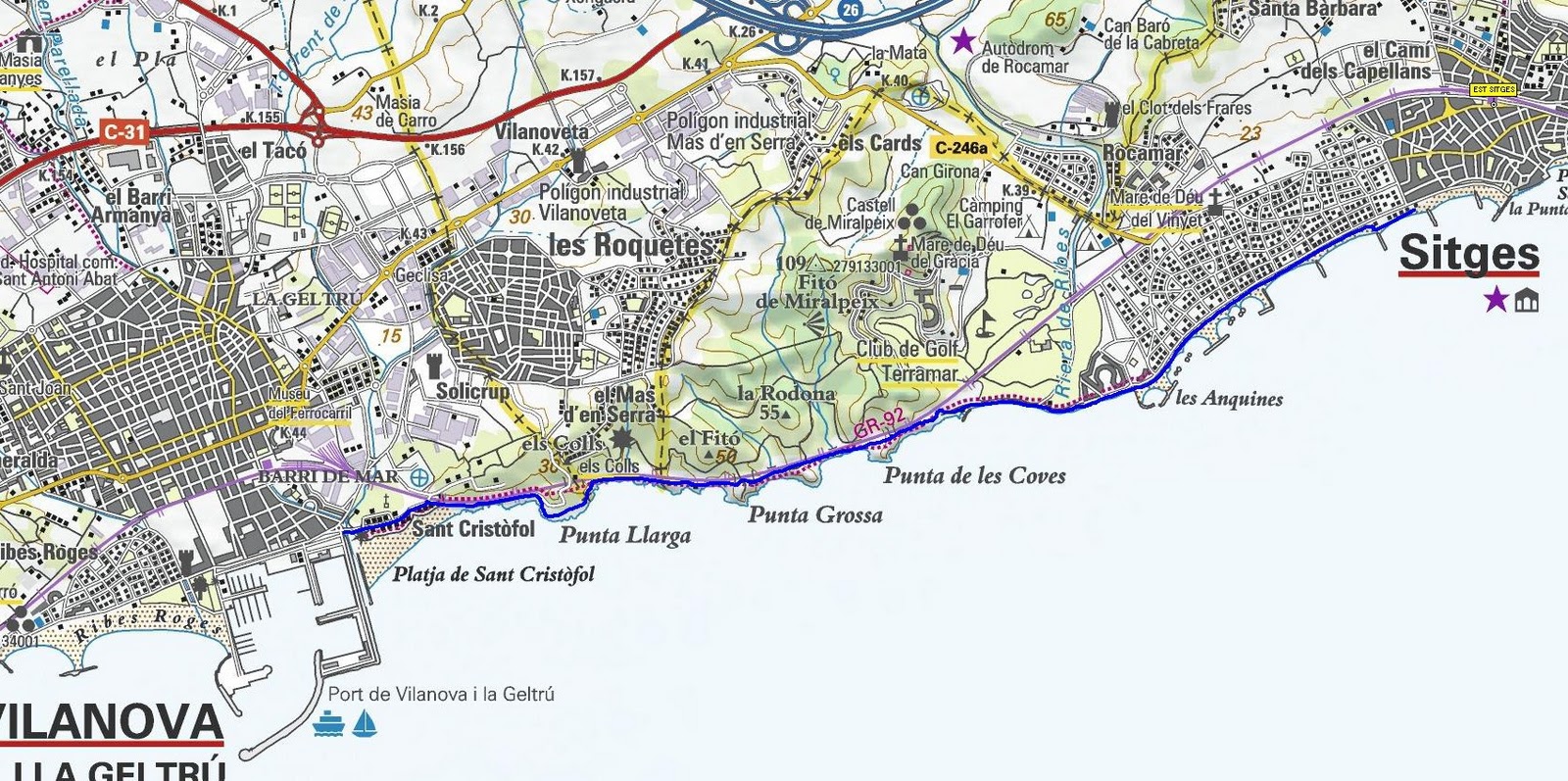 De punta a punta: GR 92 (22B): Sitges - Vilanova i la Geltrú