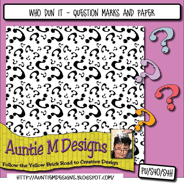 Auntie M Designs: Who Dun It Kit - Question Marks, Paper, Word Art and ...