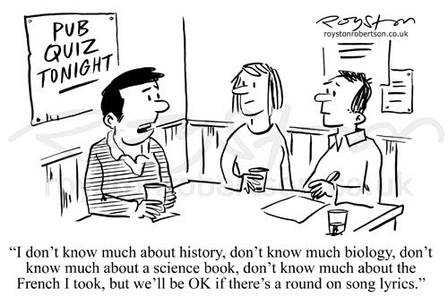 Royston Cartoons: Not Yet Sold: Pub quiz cartoon