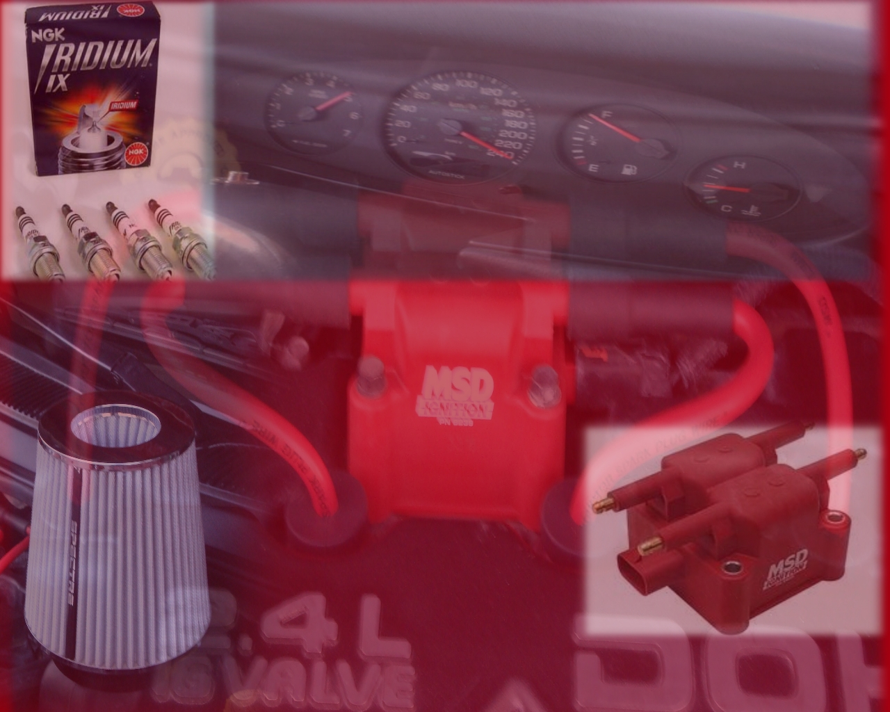 Stratus mopar: BOBINA MSD IGNITION CABLES 8.5 INTAKE K&N