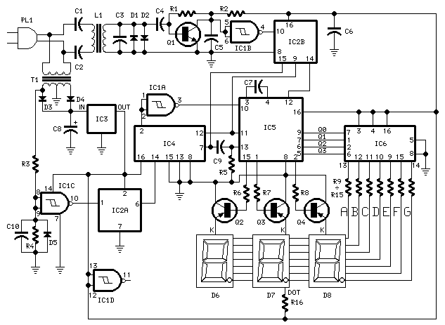 Circuits Apmilifier: LM35 Digital Remote Thermometer circuit and ...