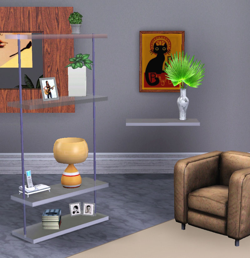 My Sims 3 Blog: Versatile Glass Shelving:5 levels/2 choices of uprights ...