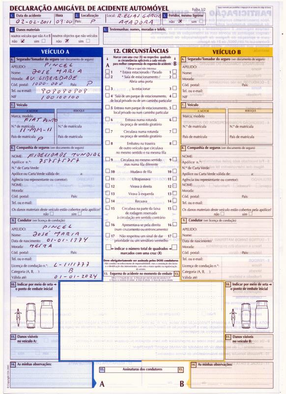 Às vezes - fim de semana: Acidente Automóvel - Declaração Amigável