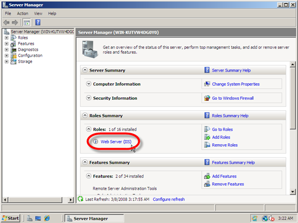 Information Technology: Installing IIS 7 on Windows Server 2008