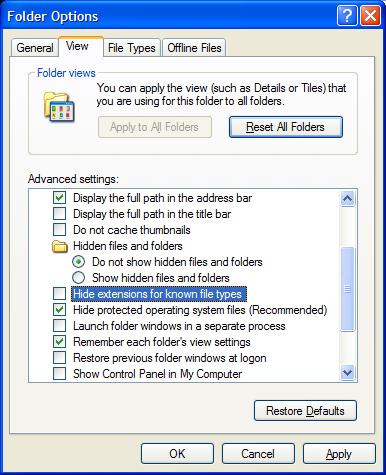 Information Technology Notes: Show File Name Extensions