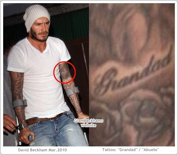 David and Victoria Beckham Blog: Tatto: David rinde homenaje a su abuelo