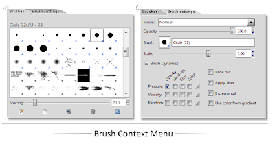 GIMP UI brainstorm: brush context menu