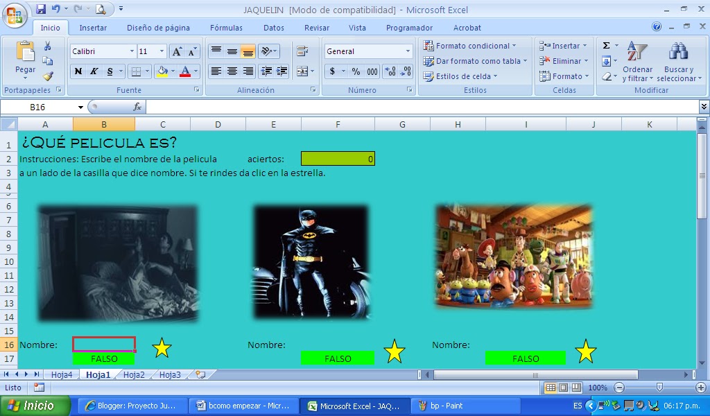 Proyecto Juego en hoja de calculo Excel