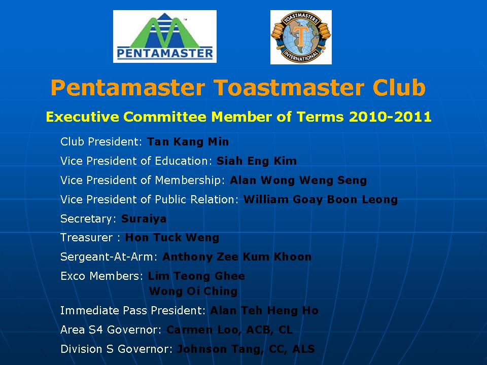 Pentamaster Toastmasters Club: August 2010