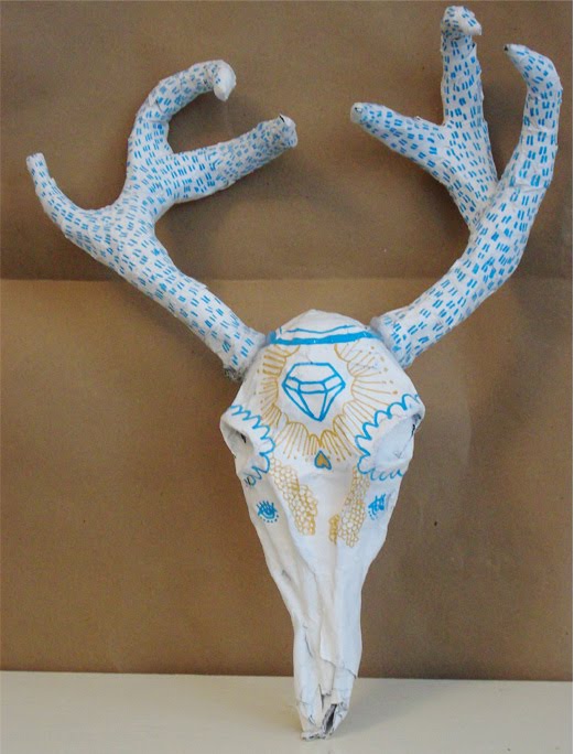 Valerie Arruda Paper Mache Deer Skull Valerie Arruda Paper Mache Deer Skull