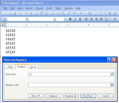 Made By SQL: How to replace ENTER with comma in MS Word