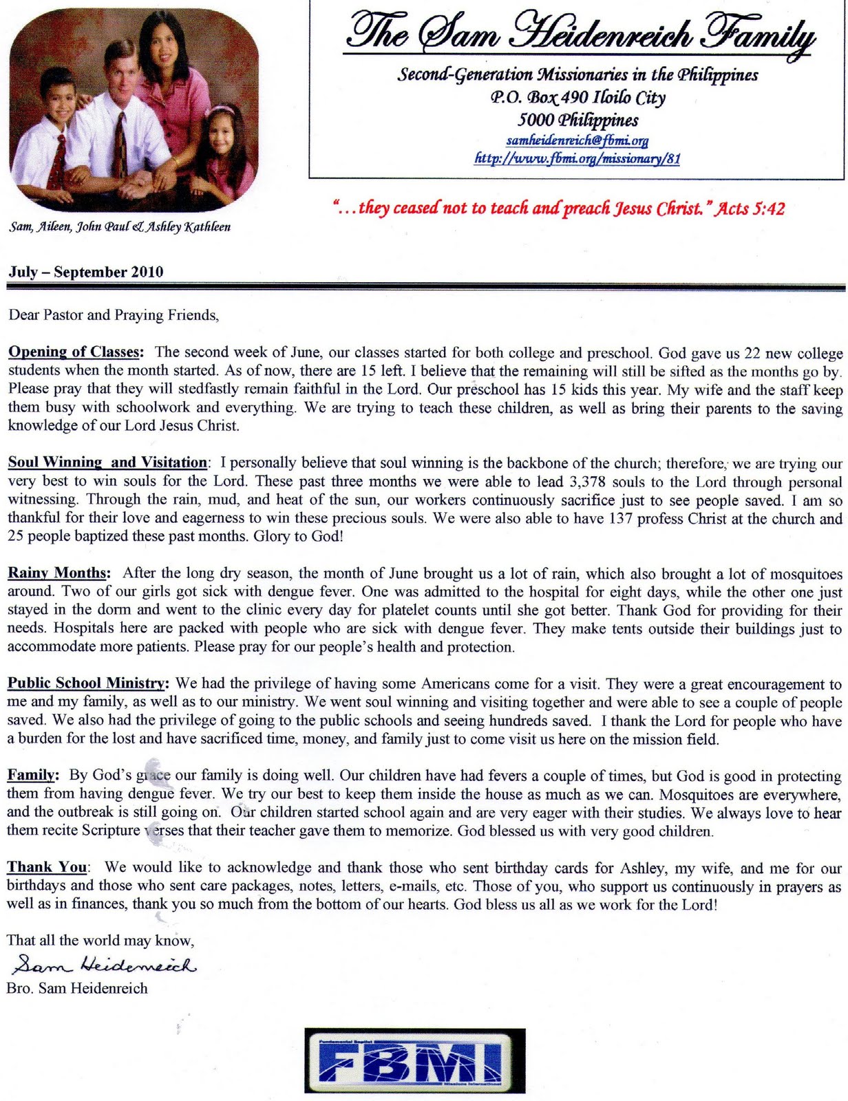 Gospel Baptist Church Calinog, Iloilo Ministries: Our Recent Prayer Letter