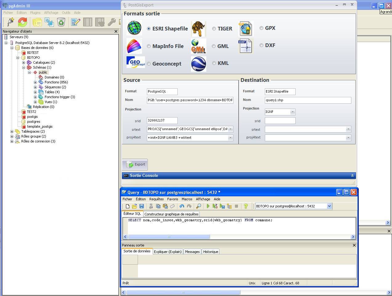 A GeoSpatial World: Plugin PgAdmin III : Export PostGIS