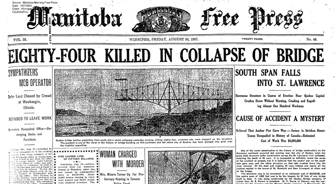 The Quebec Bridge Collapse of August 29, 1907 - An Engineer's Aspect