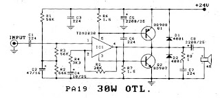 world technical: Power Amplifier OTL 30W by IC TDA2030 +Transistor