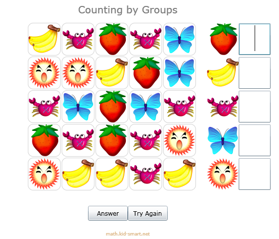 Smart Kids Net - free kids math site: Counting by Groups