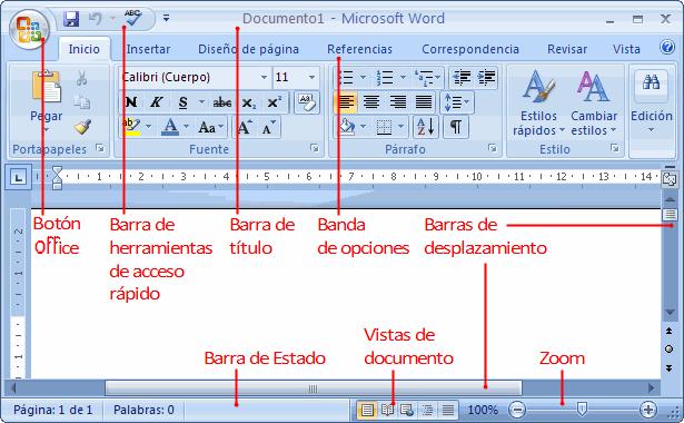 informatica: INTERFAZ DE MICROSOFT WORD 2007