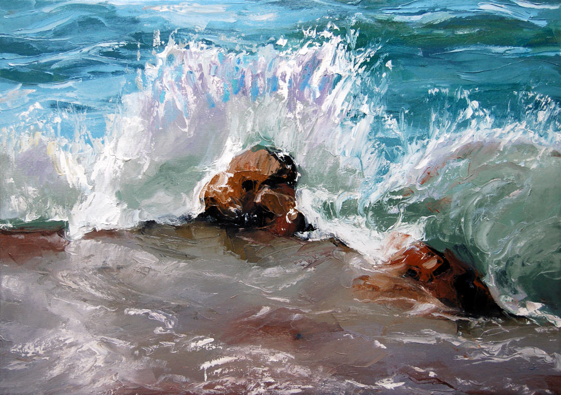 paintings by Victor Bauer: "Beach Rocks"