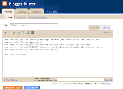 Blogger Buster: How to create a table of contents page for your blog