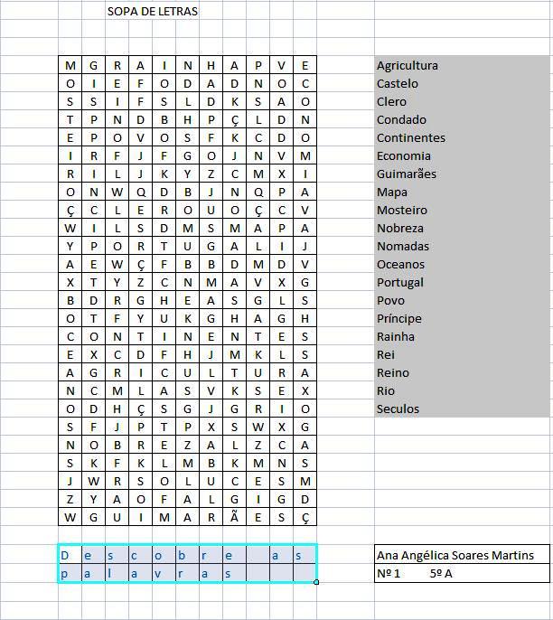 "O SEMPRE FIXE": SOPA DE LETRAS