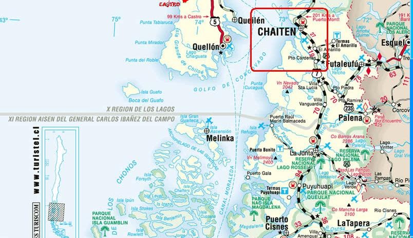 Chiloé, Isla maravillosa: Mapa de chaiten y alrededores