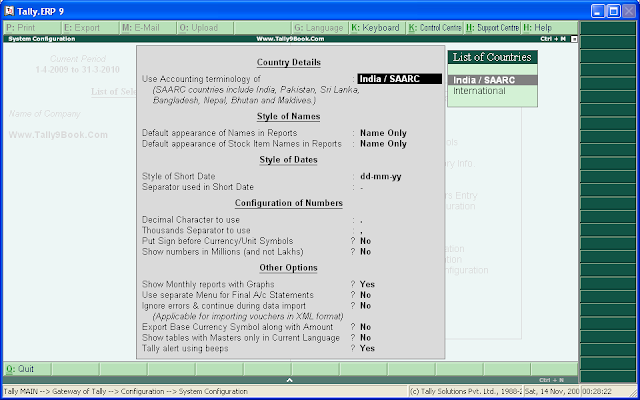 TallyERP9Book : Company Configuration in Tally.ERP 9