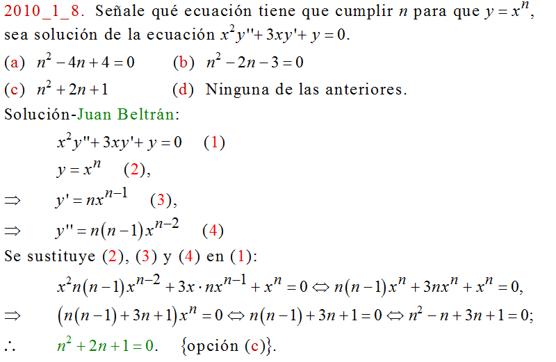 Solución de una ecuación diferencial | Ejercicios de Matemáticas