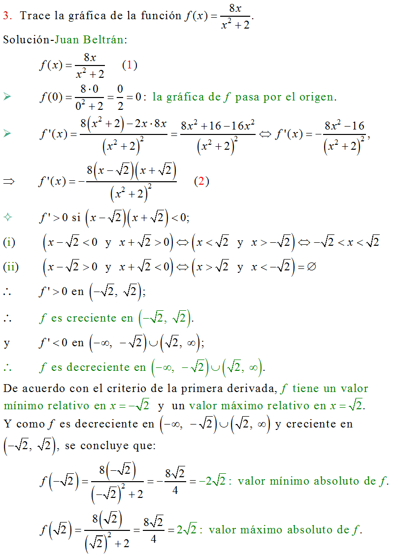 Cálculo21: Aplicación del cálculo para el trazado preciso de la gráfica ...