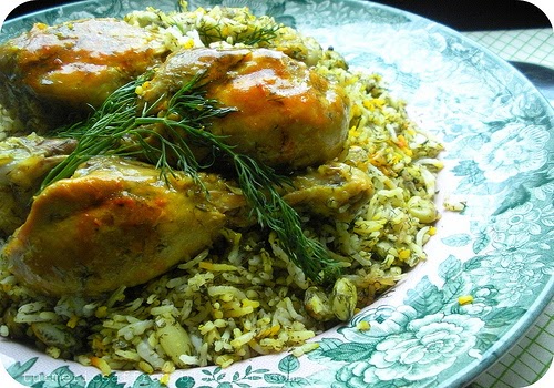 Turmeric & Saffron: Shevid Baghali Polow with Morgh - Dill Lima Beans ...