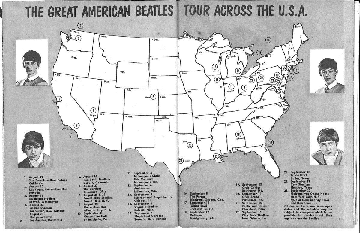 Kort for hovedet - The GIScovery Channel: The first major U.S. Beatles tour
