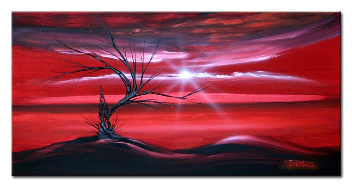 Red original fine art paintings by Dapore: Red landscape painting Last ...