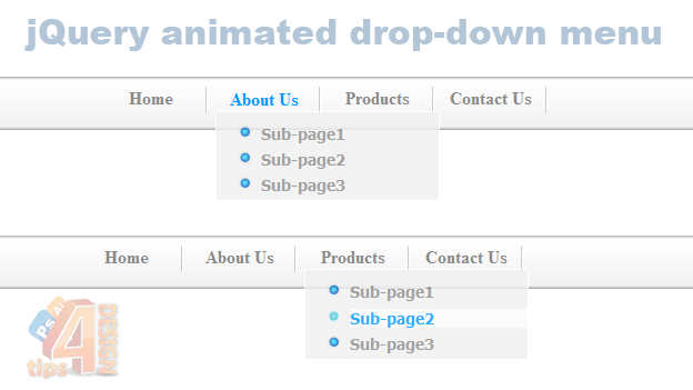 [JQ] Create an animated drop-down menu | tips4design