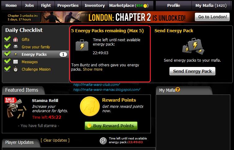 Mafia Wars Maniac: 5 Energy Packs?
