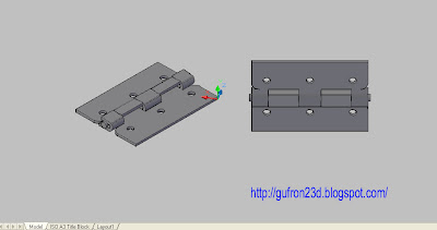 Gambar AutoCad 2D Dan 3D: Hinge - Engsel
