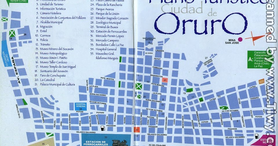 Plano ciudad de Oruro ~ BOLIVIA TRAVEL