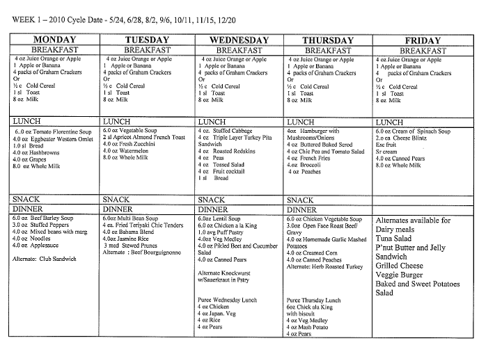 Menorah Park's Mandel Adult Day Center in Cleveland, Ohio: MENU