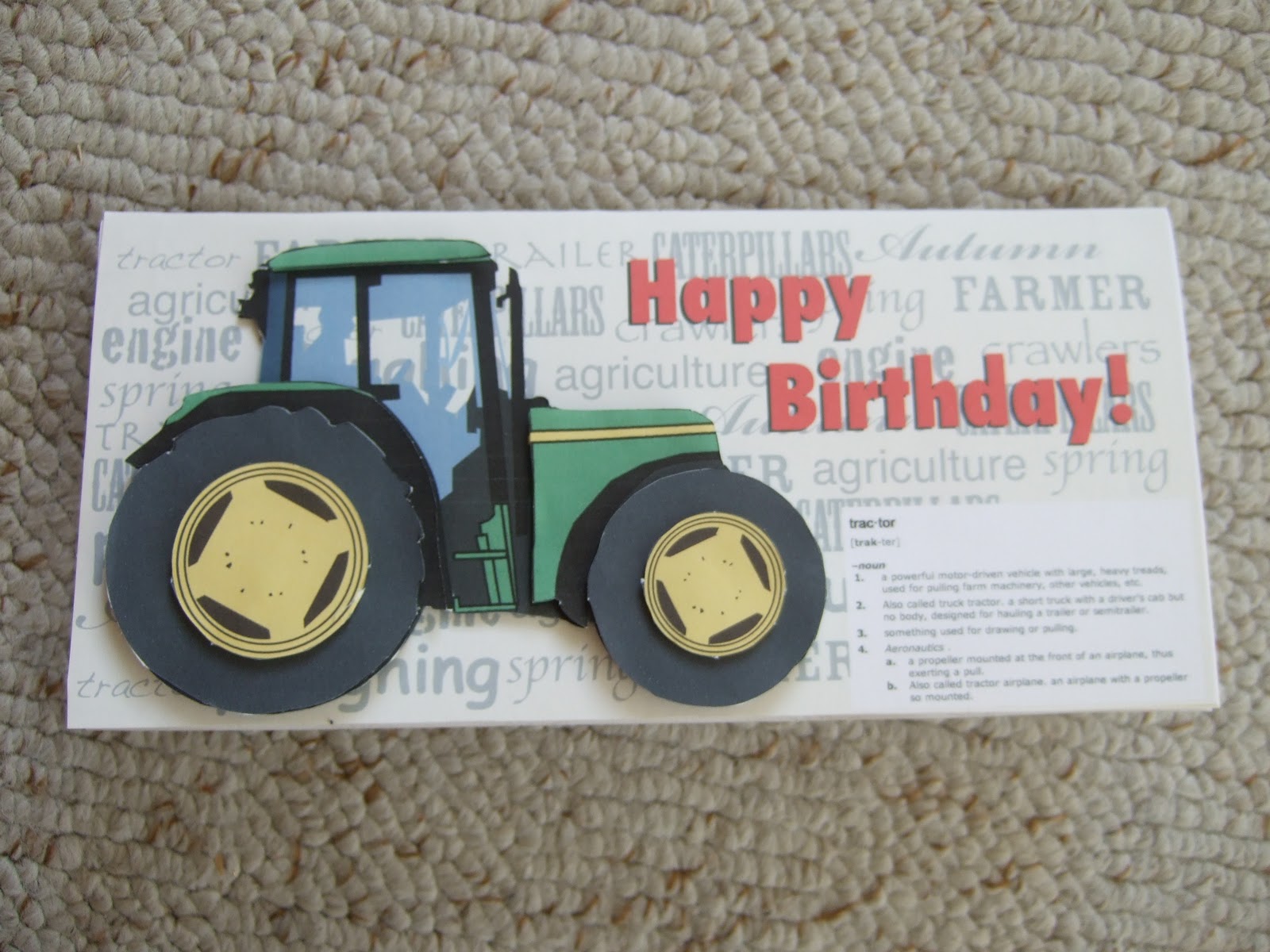 Sarah Mc Dowell: Tractor card assembled.