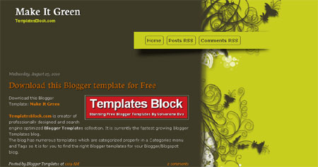 Leaves Rain Green Blogger Template