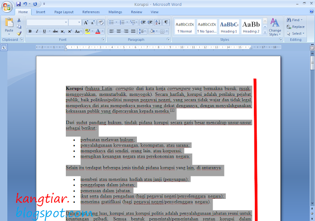 Kang Tiar: Cara Membuat Kalimat Rata Kanan kiri pada Word 2007