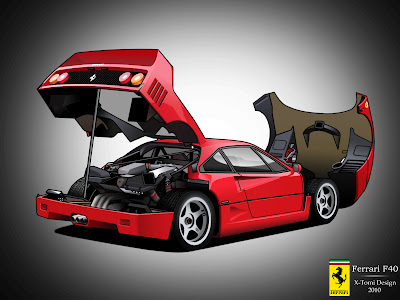 X-Tomi Design: Ferrari F40 CarToon