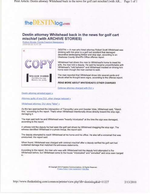 Scott Whitehead Sucks: From The Destin Log