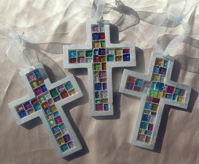 Mary's Musings ~ On Mosaics, Creativity & Life: Sparkly Cross Ornaments