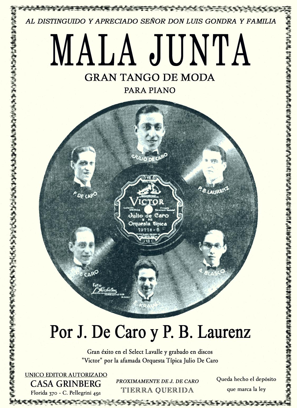 Partituras de Tango: MALA JUNTA