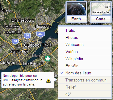 Le Québec perd la carte: Nouvel interface pour Google Maps