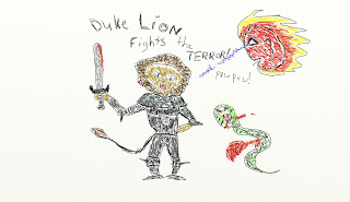 Retarded Drawings: Duke lion fights the terror