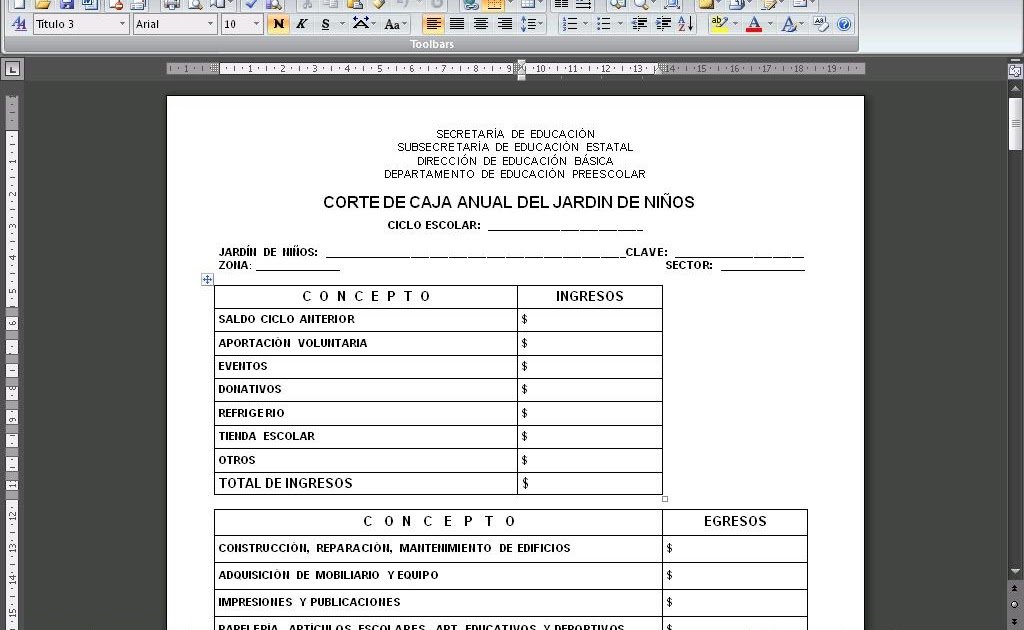 CORTE DE CAJA ANUAL DEL JARDIN DE NIÑOS