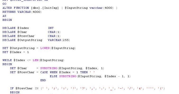 developer-express: Capitalise first letters in SQL Server
