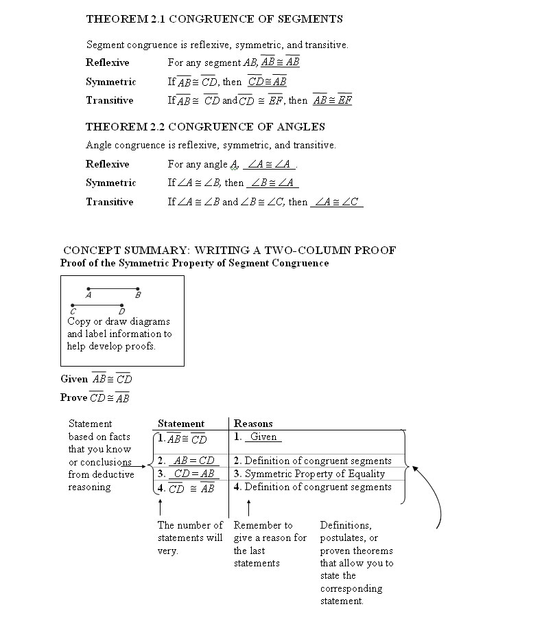 Geometry: 2.6 Prove Statements about Segments and Angles