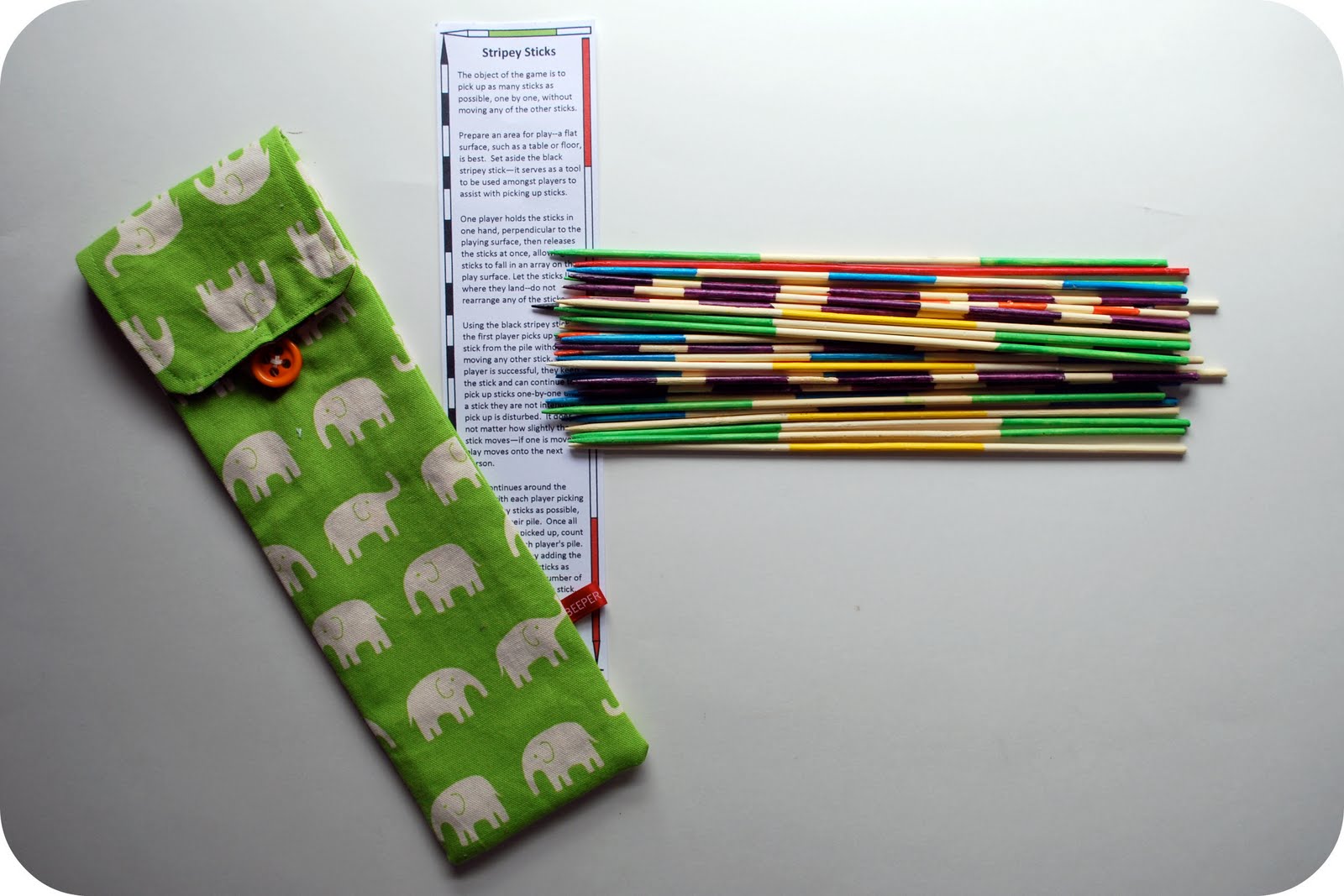 Chez Beeper Bebe: In My Shop: Stripey Pick Up Sticks in a Pouch