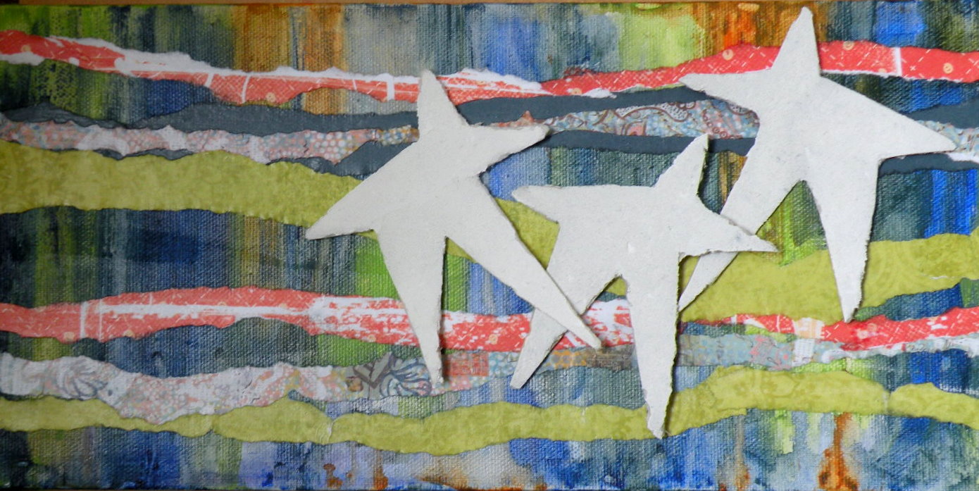 ART FOR LIFE: Paper cast stars collage in process